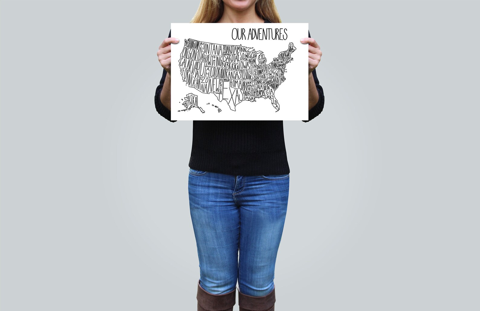 USA Map Printable Homeschool Decor Large Poster Art Print | Etsy