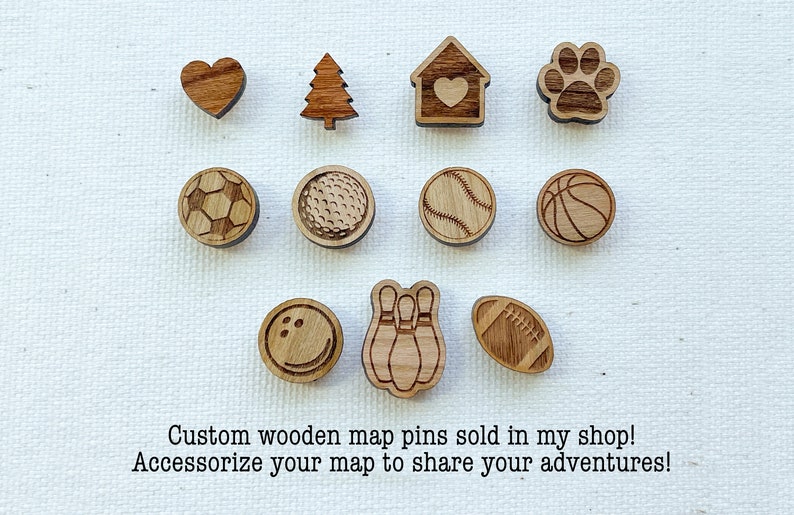 ADD ON - Wooden Home Map Pin, House With Heart Map Pins - Etsy