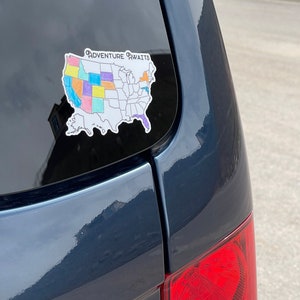United States Sticker Map 4 Inch, Travel Tracker, Vinyl Water Proof ...