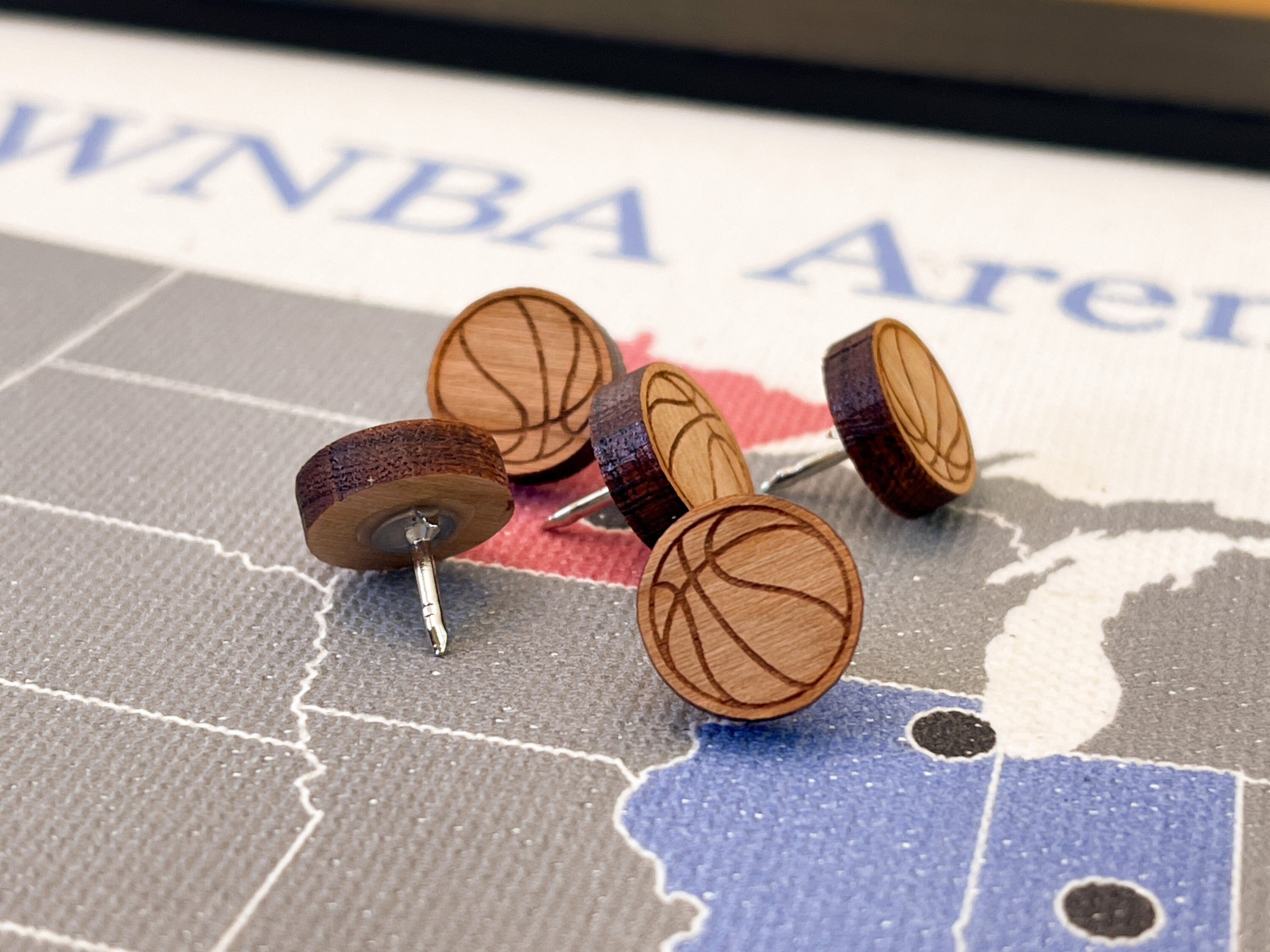 WNBA Arena Map, Push Pin Tracker, Basketball Pins, Gift for Sports Fan ...