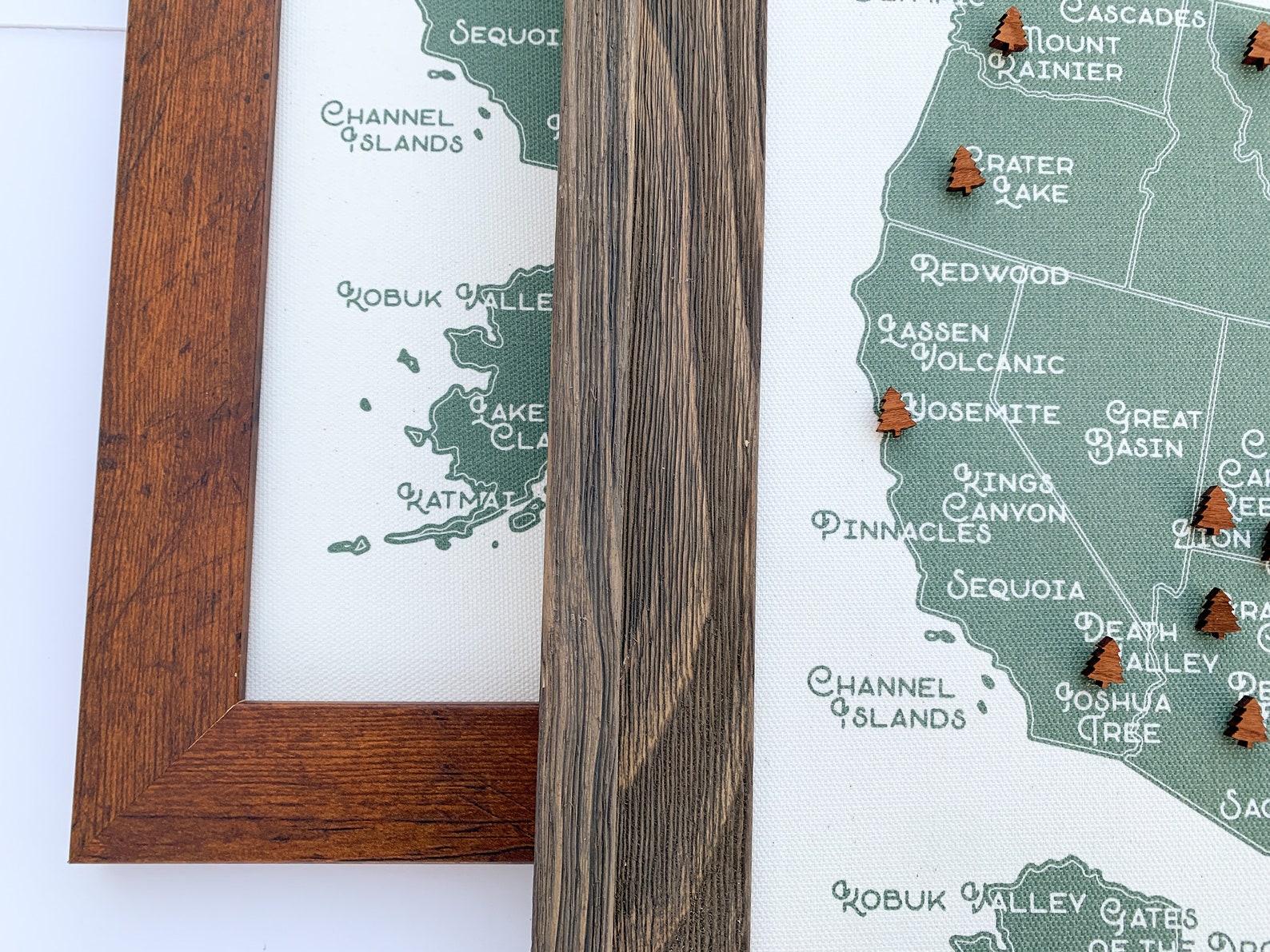 National Park Push Pin Map With Wooden Tree Push Pins Great - Etsy