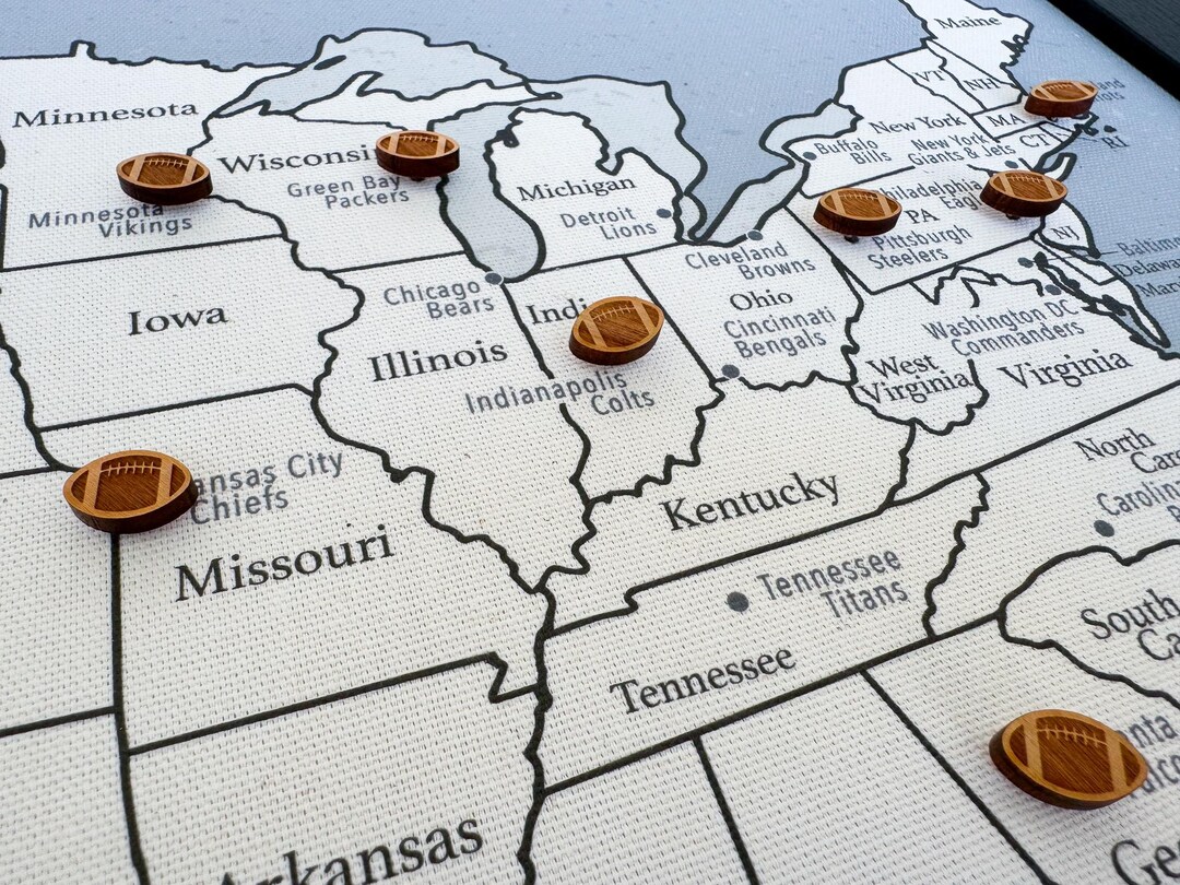 NFL Stadium Push Pin Map: Personalized Football Travel Tracker ...