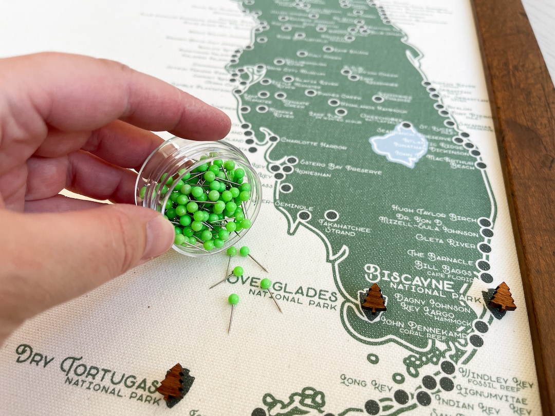 Florida State Park Push Pin Map: Adventure Tracker, Wooden Tree Pins - Etsy