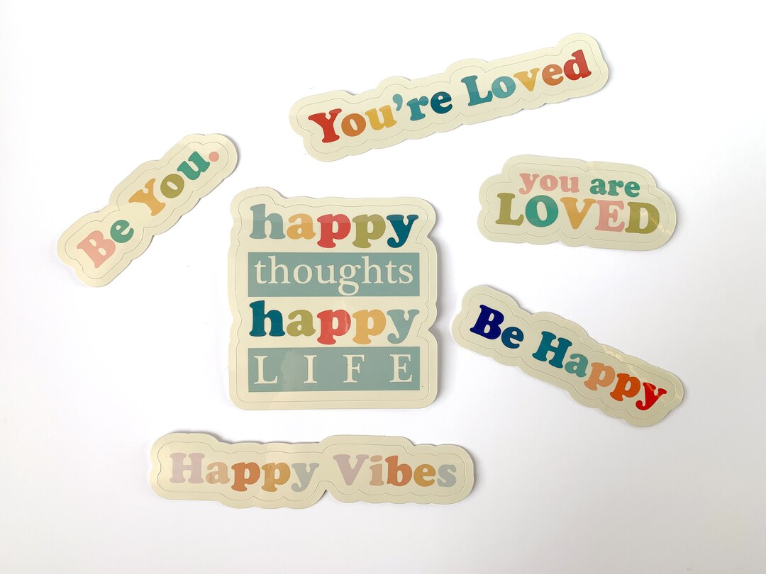 Positive Words Sticker Pack, Retro Colors, Vinyl Water Proof Water ...