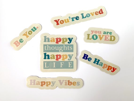 Positive Words Sticker Pack Retro Colors Vinyl Water Proof - Etsy
