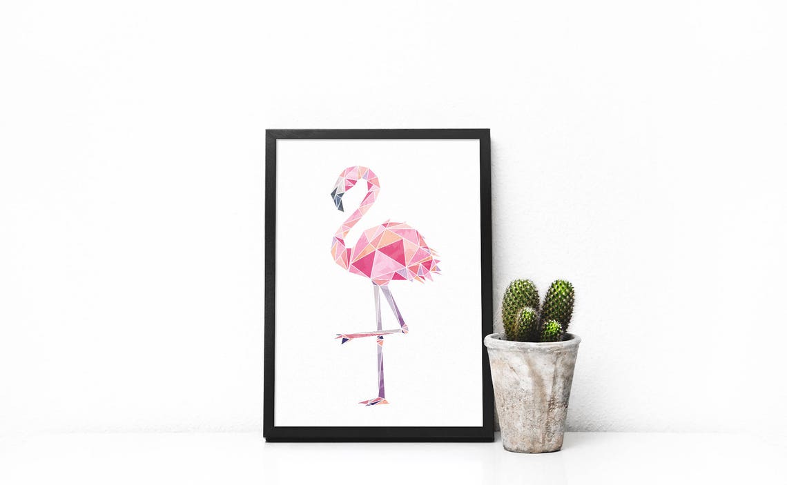 Geometric Flamingo Art Animal Print Flamingo Digital | Etsy