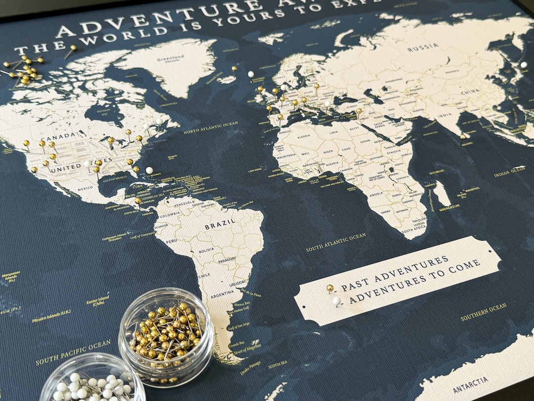 Detailed World Push Pin Map, Custom Push Pin Map for Travels ...