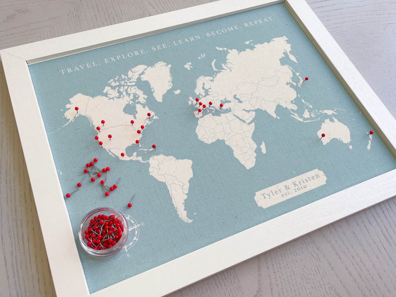 Custom Push Pin World Map: Modern Travel Tracker, Personalized Canvas ...