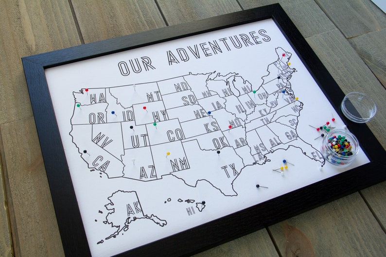 Push Pin Map Personalized Travel Map USA United States | Etsy