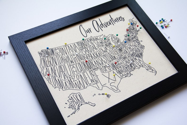 Push Pin Map Personalized Travel Map USA United States | Etsy