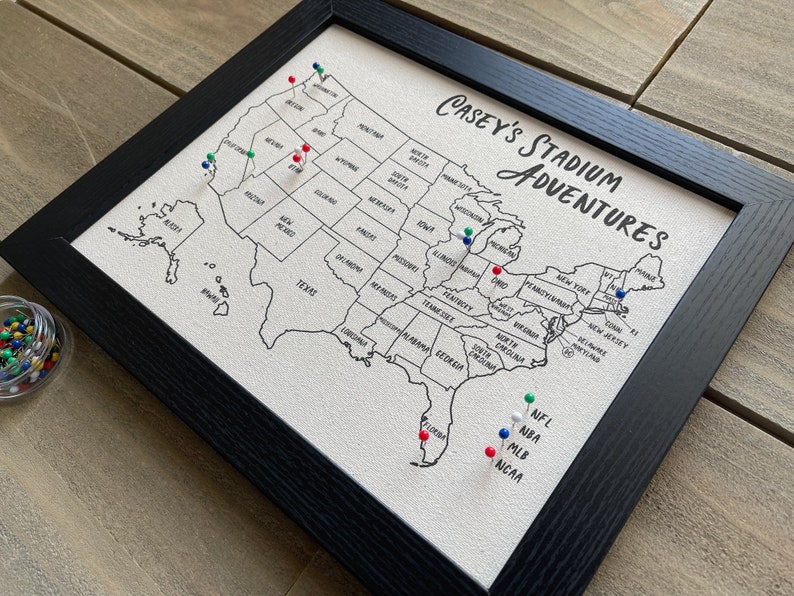 Fully Custom Push Pin Map Hand Drawn Unique Locations - Etsy