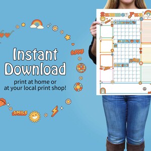 Printable 2025 Groovy Summer Bucket List, Kid's Summer Break Chart ...