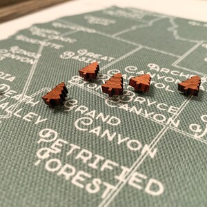 Wooden Pine Tree Push Pins: US Map Tacks, Office Decor, Handmade in the ...