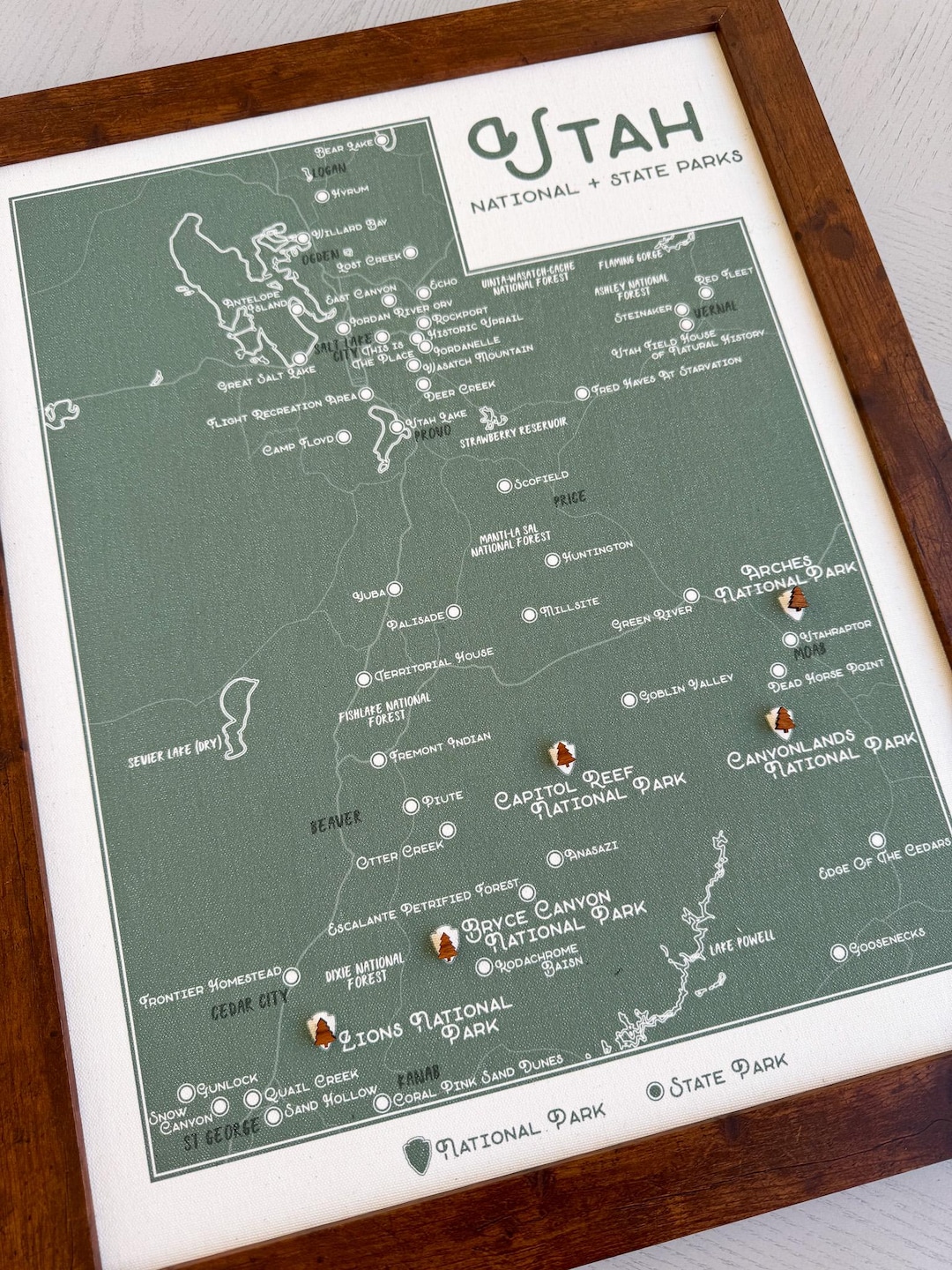 Utah National & State Parks Push Pin Map: Adventure Tracker, Wooden ...
