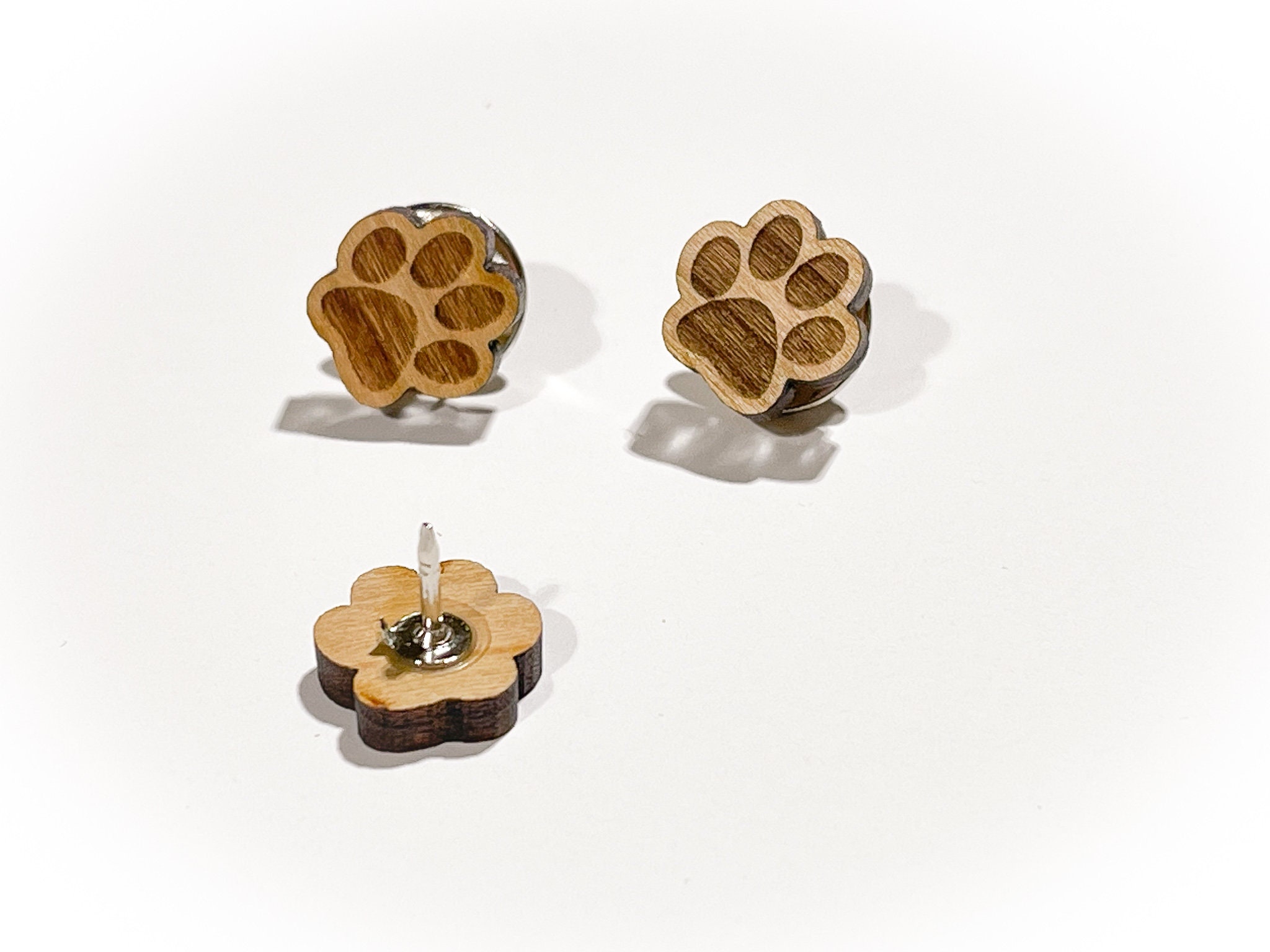 2" Wooden Paw Print Pins: Pet Travel Map Tacks, Office Decor - Etsy