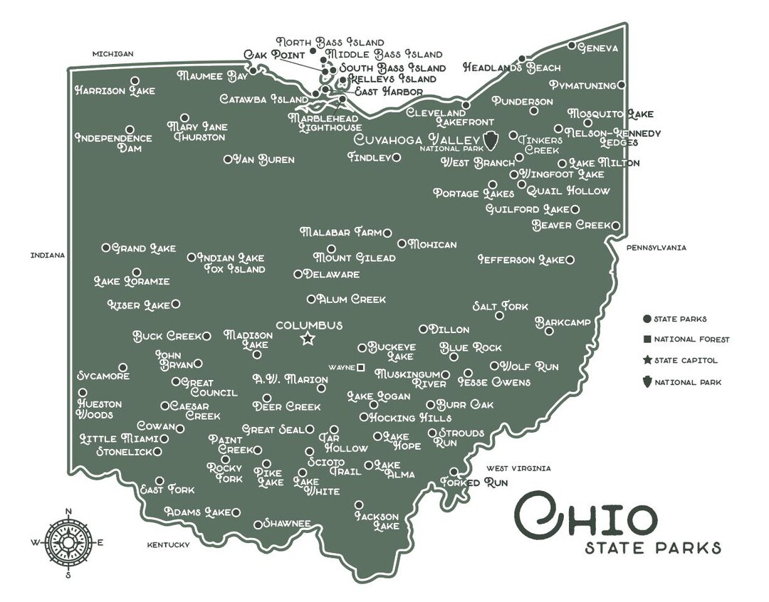 Ohio State Park Push Pin Map: Adventure Tracker, Wooden Tree Pins - Etsy