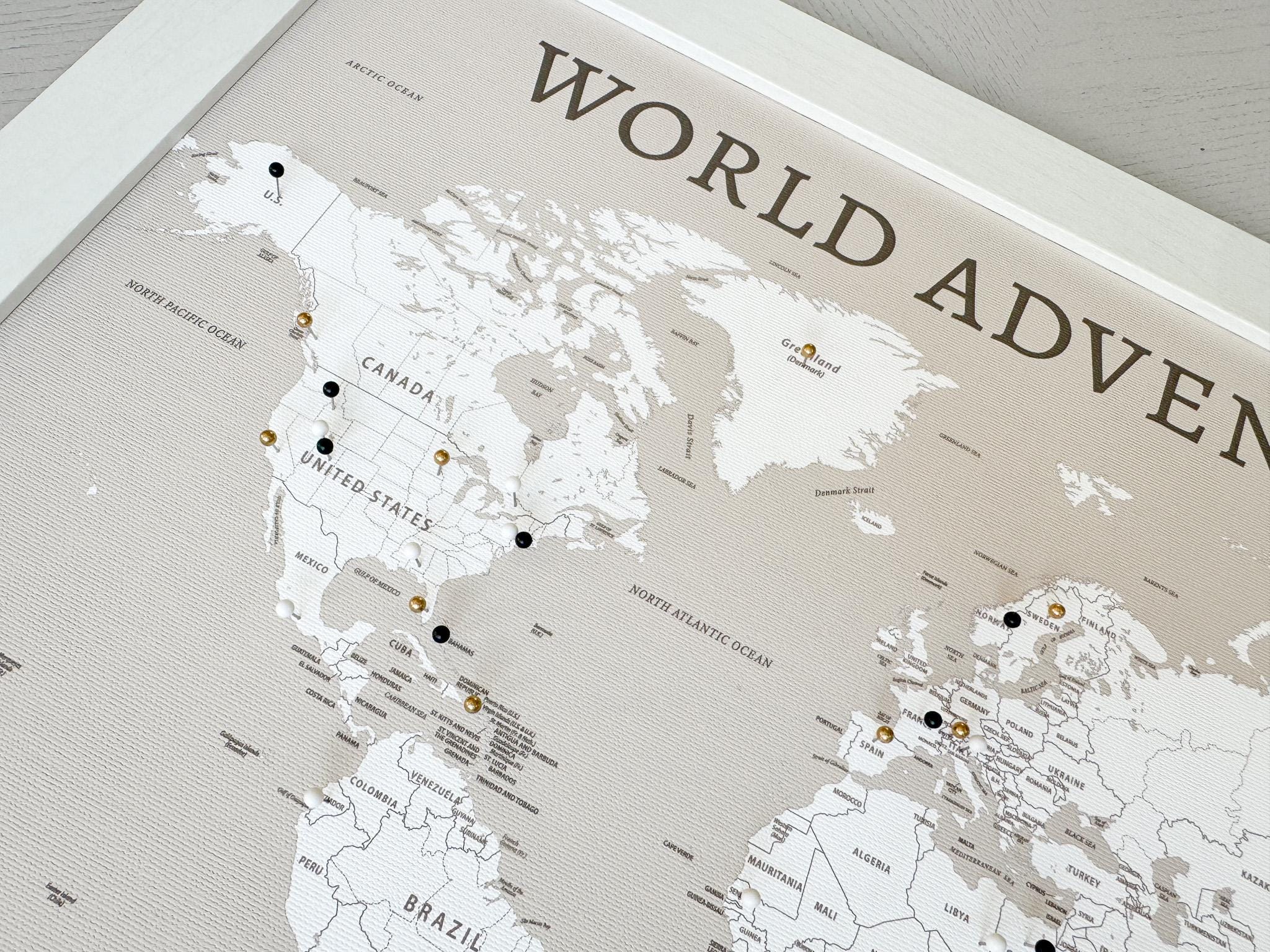 Personalized World Map Push Pin Travel Map, Custom Push Pin Map Track ...