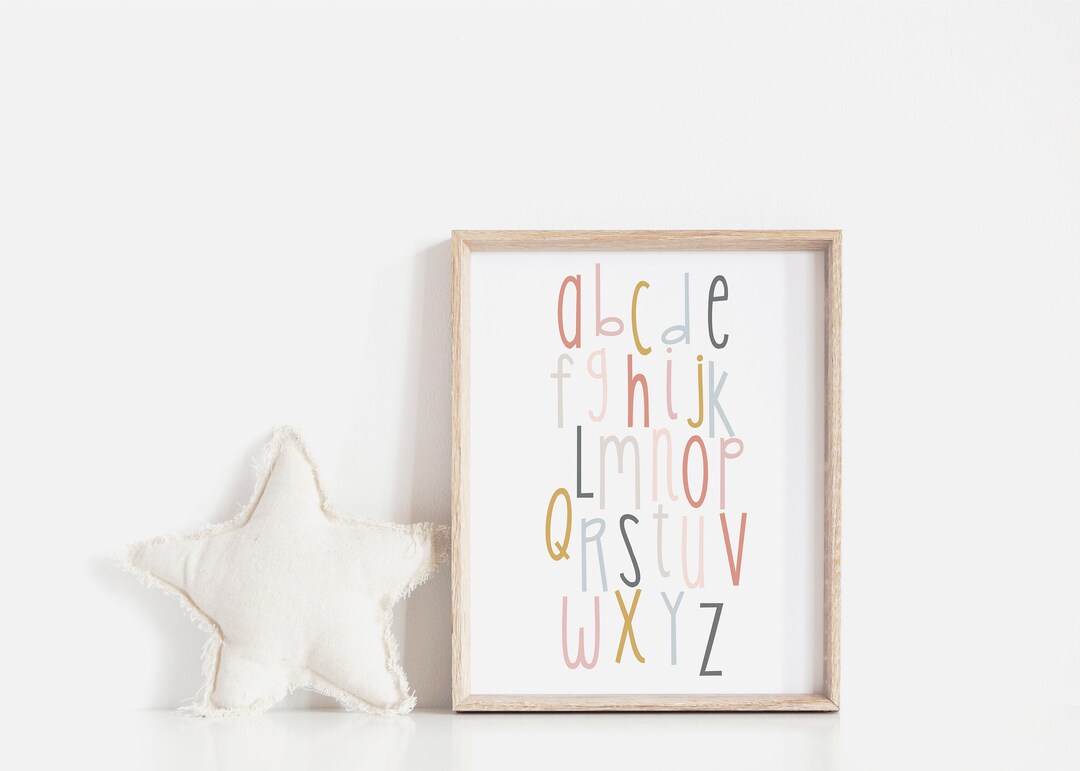 Rainbow Alphabet Nursery Print, Pastel Rainbow, ABC Prints, Nursery ...