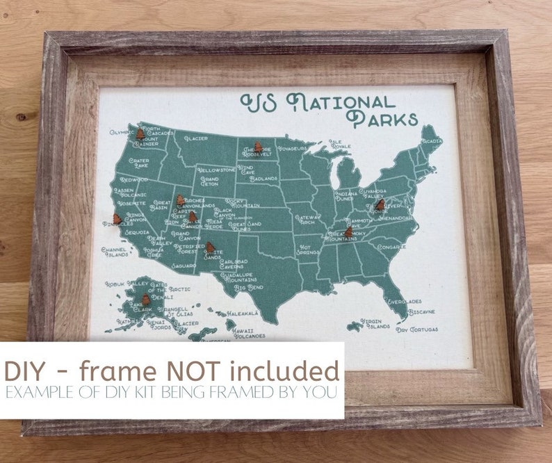 DIY National Park Push Pin Map With Tree Push Pins Great - Etsy