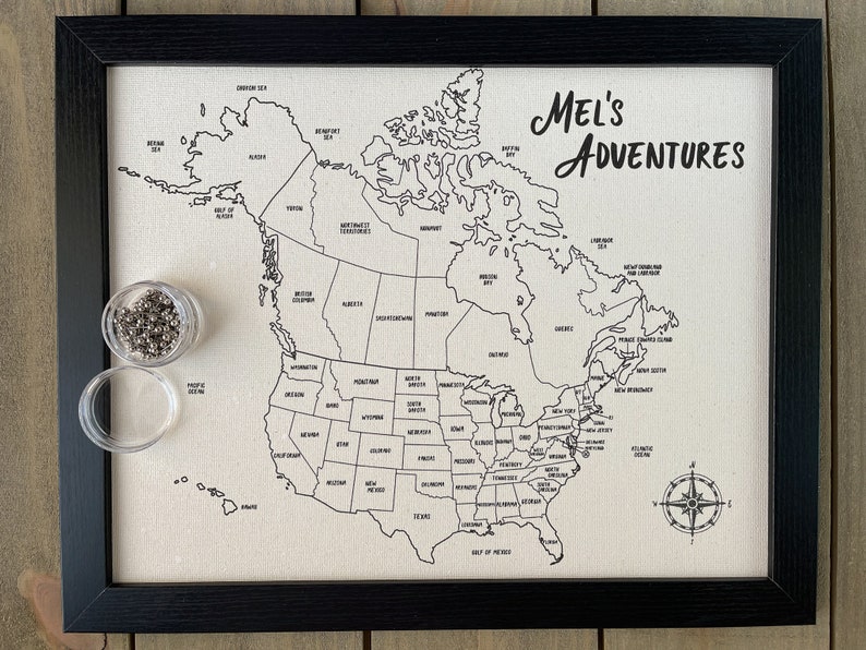 Custom USA and Canada Push Pin Map, Personalized Travel Map, Gift ...