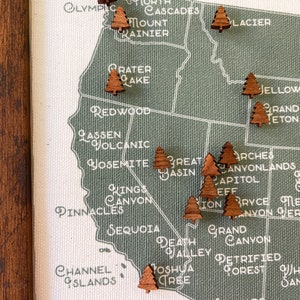 Wooden Pine Tree Push Pins: US Map Tacks, Office Decor, Handmade in the ...