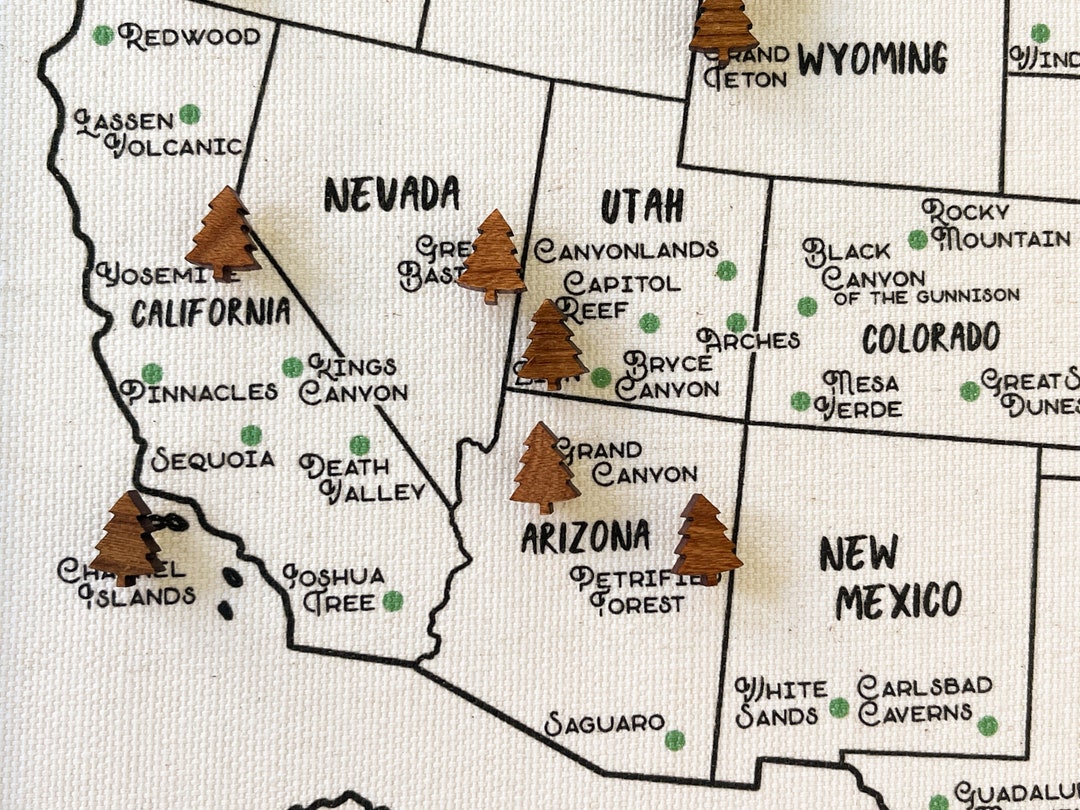 US National Parks Push Pin Map Framed, National Park Travel Tracker ...
