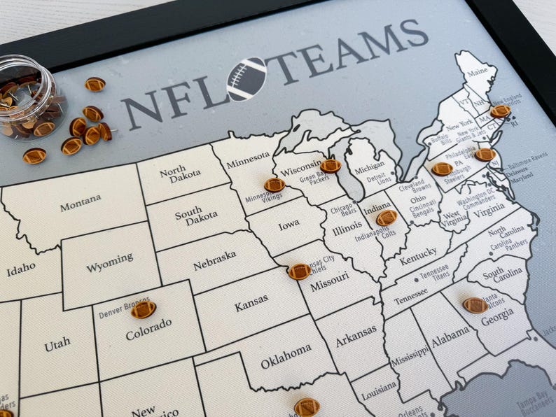 NFL Stadium Push Pin Map: Personalized Football Travel Tracker ...