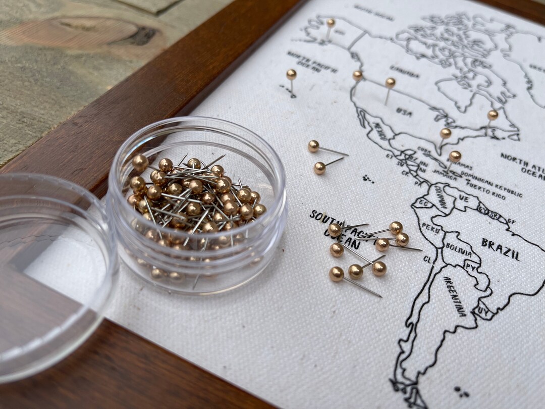 Push Pin World Travel Map: Personalized Cotton Canvas With USA State ...