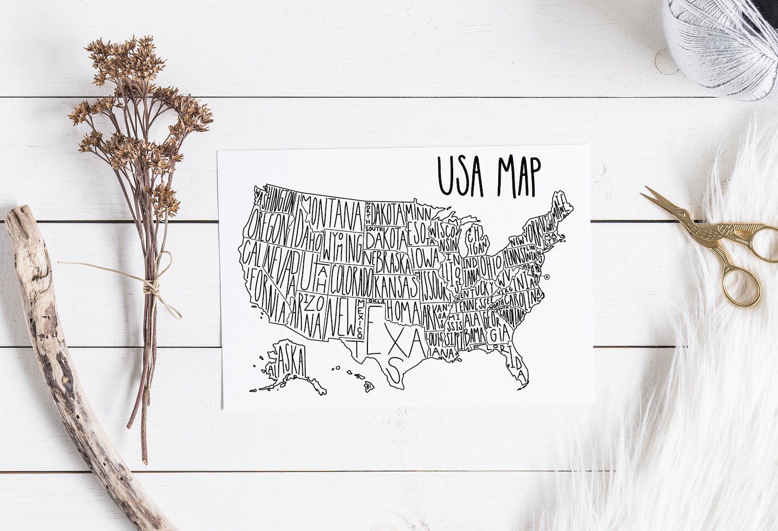 USA Map Printable Homeschool Decor Large Poster Art Print | Etsy