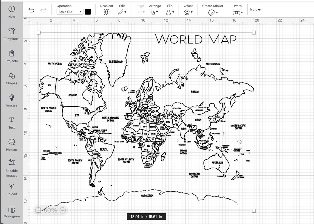SVG File World Map, Medium Detail Map Design, Cut File PNG Jpeg - Etsy