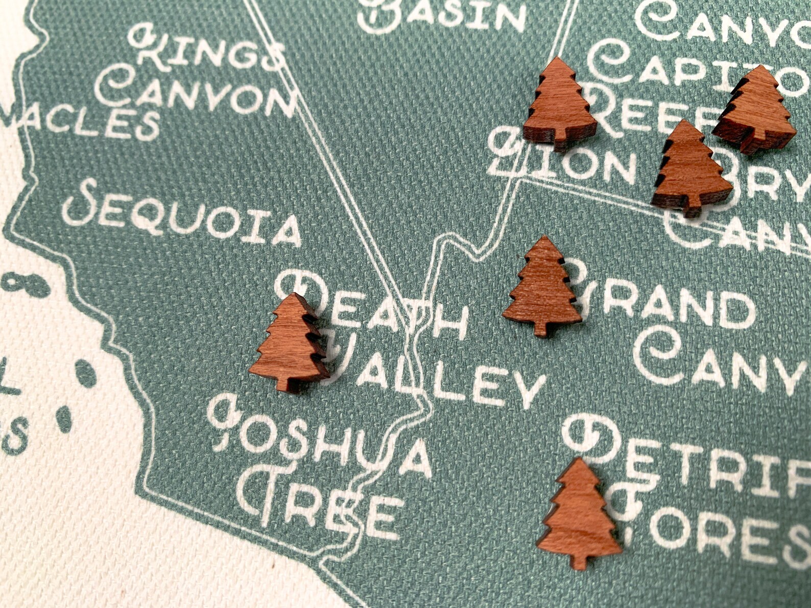 Wooden Pine Tree Push Pins: US Map Tacks, Office Decor, Handmade in the ...