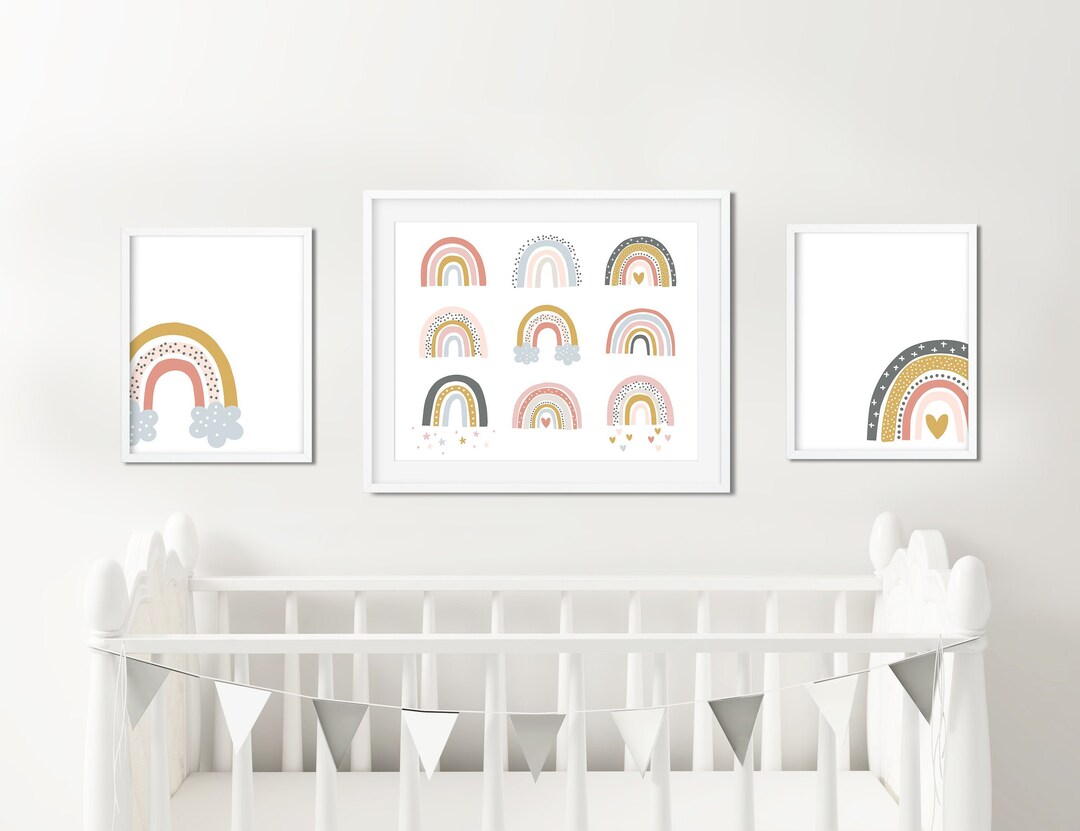 Rainbow Nursery Print, PRINTABLE Set of 3 Nursery Decor, Nursery Wall ...