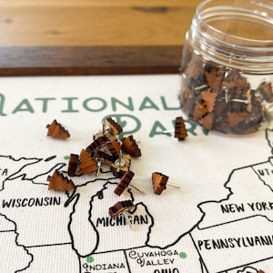 Wooden Pine Tree Push Pins: US Map Tacks, Office Decor, Handmade in the ...