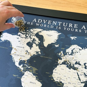 Detailed World Push Pin Map, Custom Push Pin Map for Travels ...