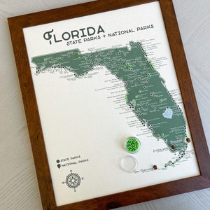 Florida State Park Push Pin Map: Adventure Tracker, Wooden Tree Pins - Etsy