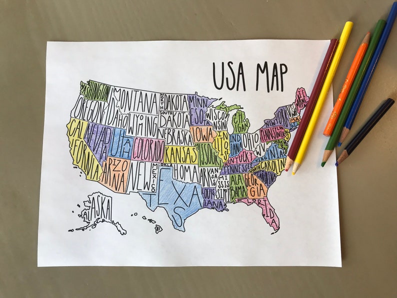 USA Map Printable Homeschool Decor Large Poster Art Print - Etsy