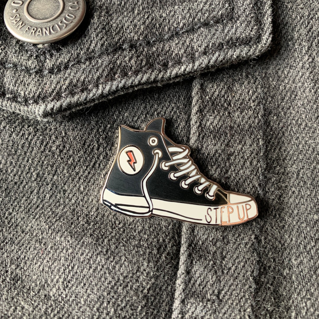 High Top Shoe Enamel Pin: "step Up" Sneaker Pin - Etsy