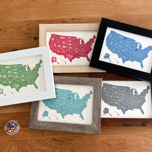 Mini Push Pin Map, Small Map of USA Travel Tracking, Van Trailer Map ...