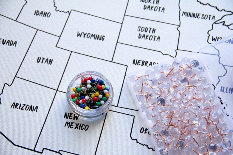 Map Push Pins Set of 50 100 or 200 Multi Color Custom Map - Etsy