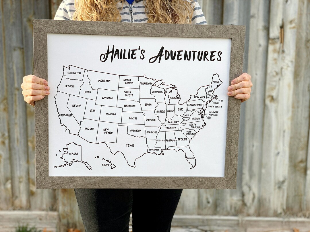 Large Push Pin Map, Poster Custom US Map, Travel State Tracker, Cotton ...