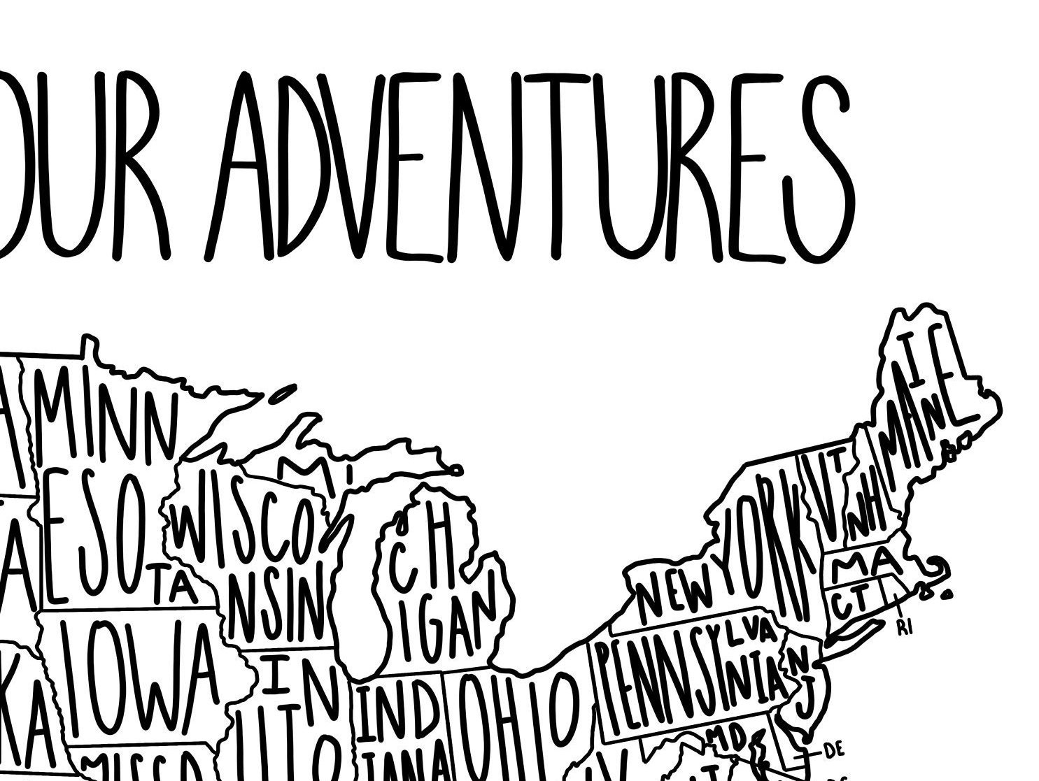 USA Map Instant Download Our Adventures Printable Homeschool - Etsy