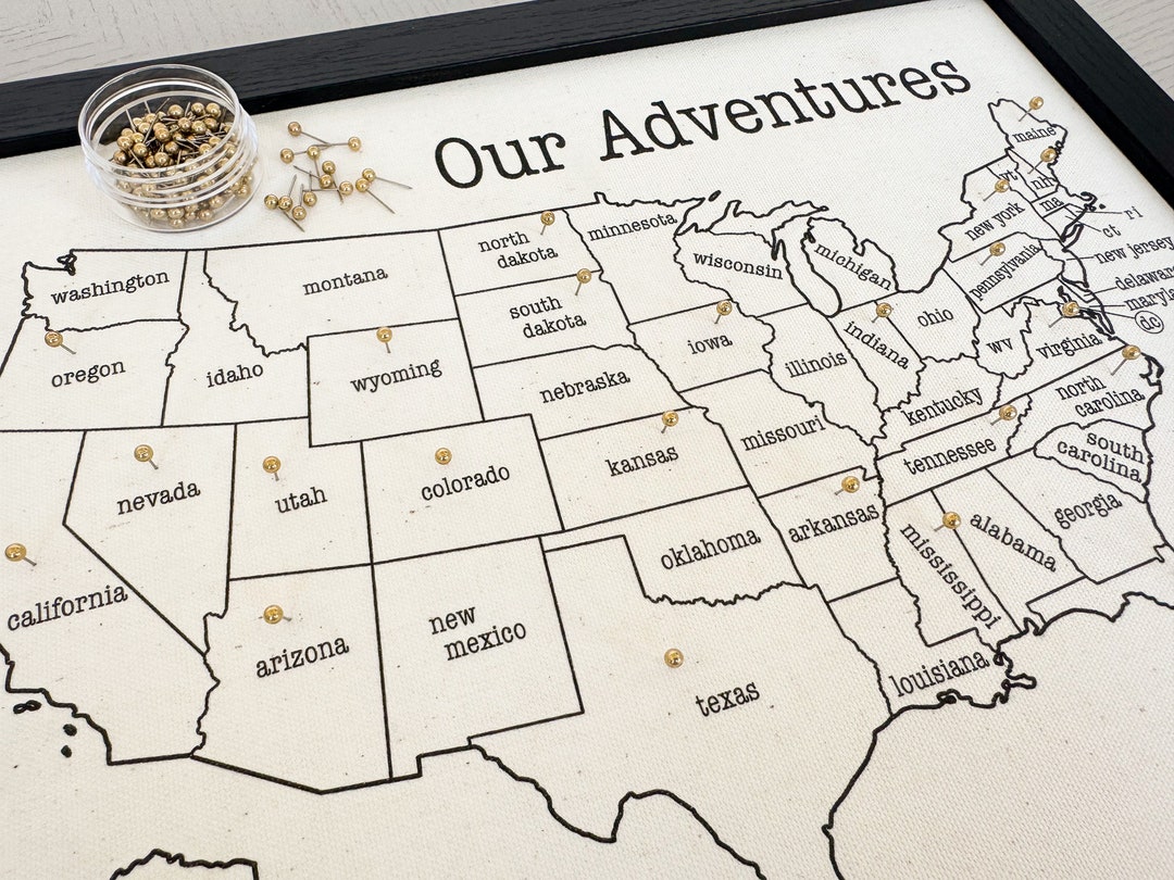 Push Pin Map, Our Adventures Travel Map, United States, Second ...