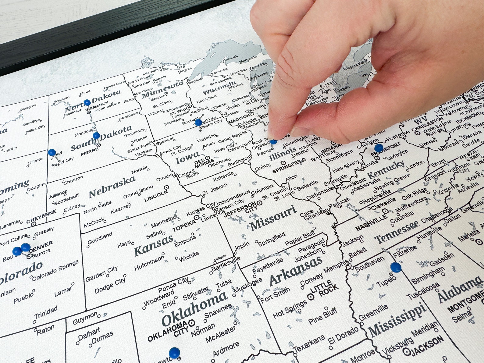 Personalized Push Pin US Travel Map: Major Cities & State Capitals ...