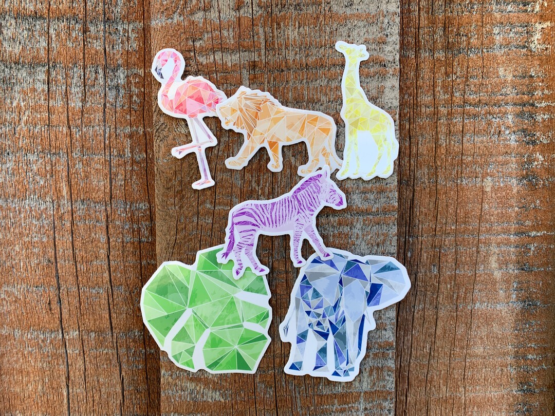 Geometric Animal Sticker Set: Waterproof Vinyl Decals - Etsy