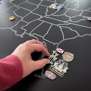 Enamel Pin Collection Display Map: US Travel Pin Board, Wrapped Canvas ...