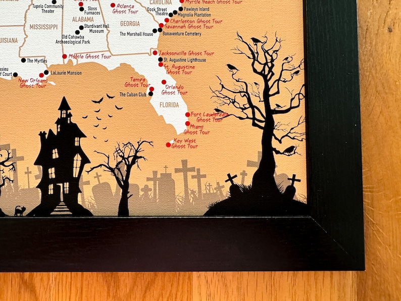 Haunted House Push Pin Travel Map: Spooky US Ghost Tour, Bucket List ...