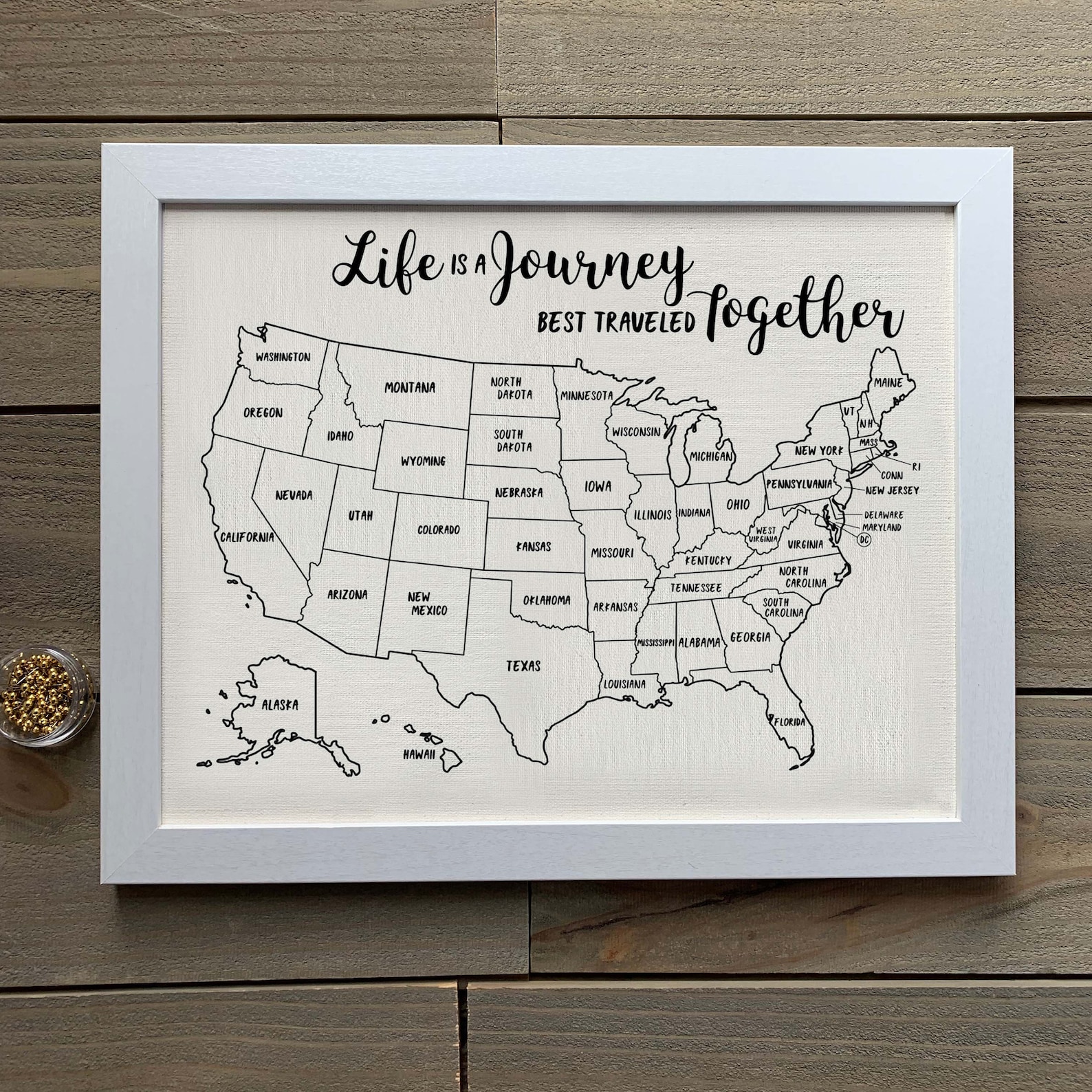 Travel Map With Push Pins to Track Travels, USA Push Pin Map, US Wall ...
