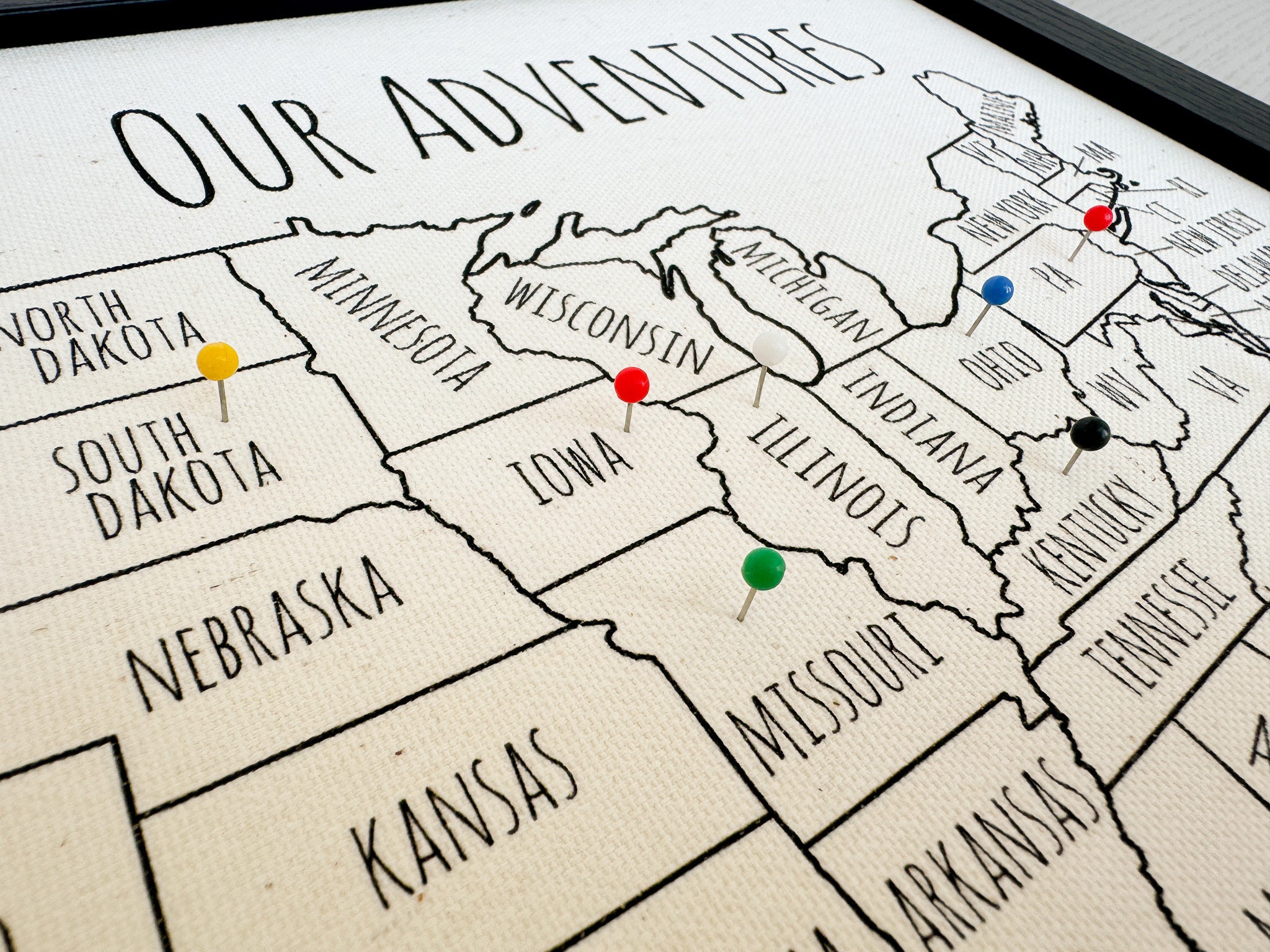 Push Pin Map, Our Adventures Travel Map, USA, United States, Second ...