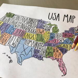 USA Map Printable, Homeschool Decor, Large Poster, Art, Print, Sales ...