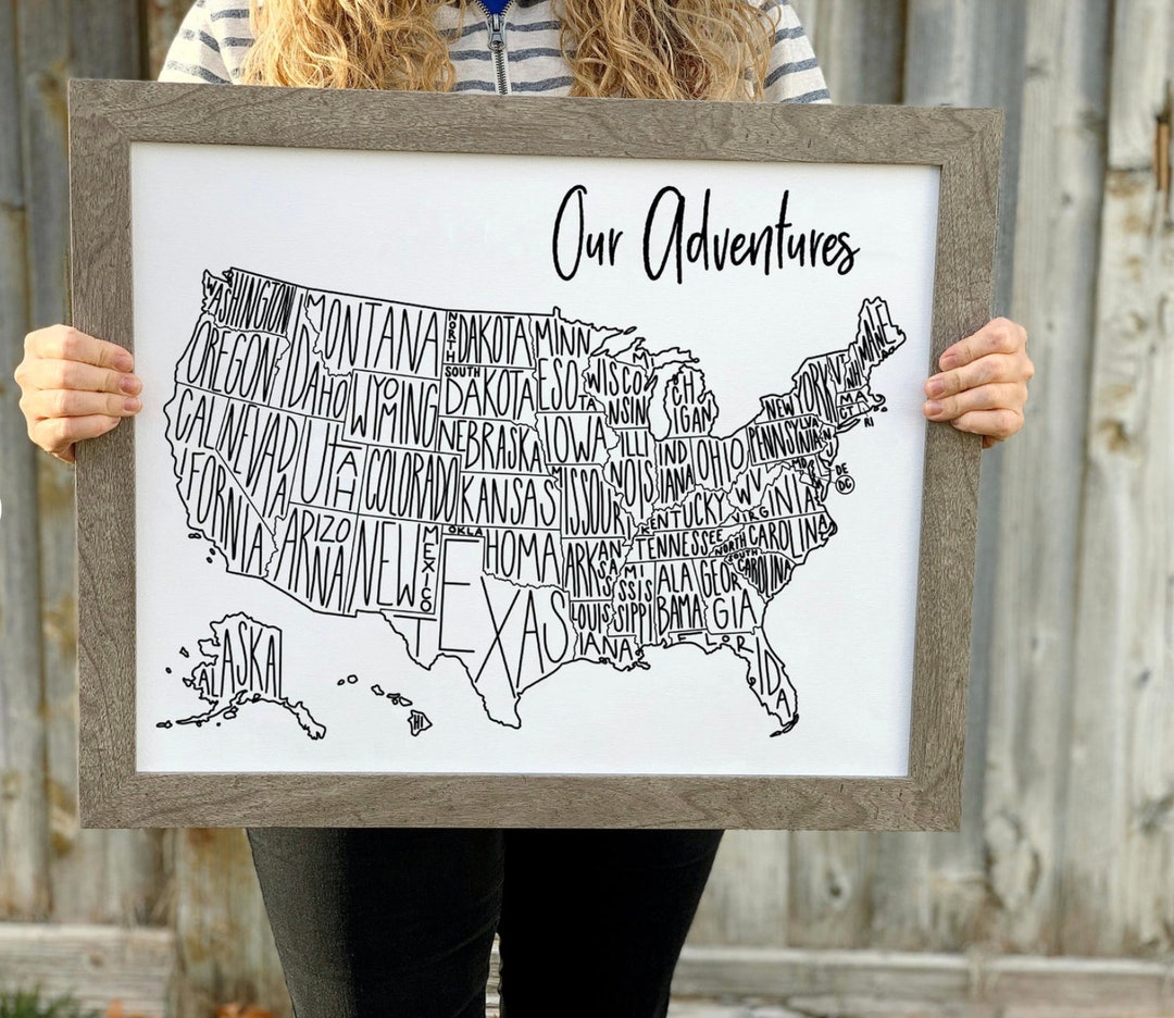 DIY Large Push Pin Map, Poster Custom Map, Travel State Tracker, Cotton ...